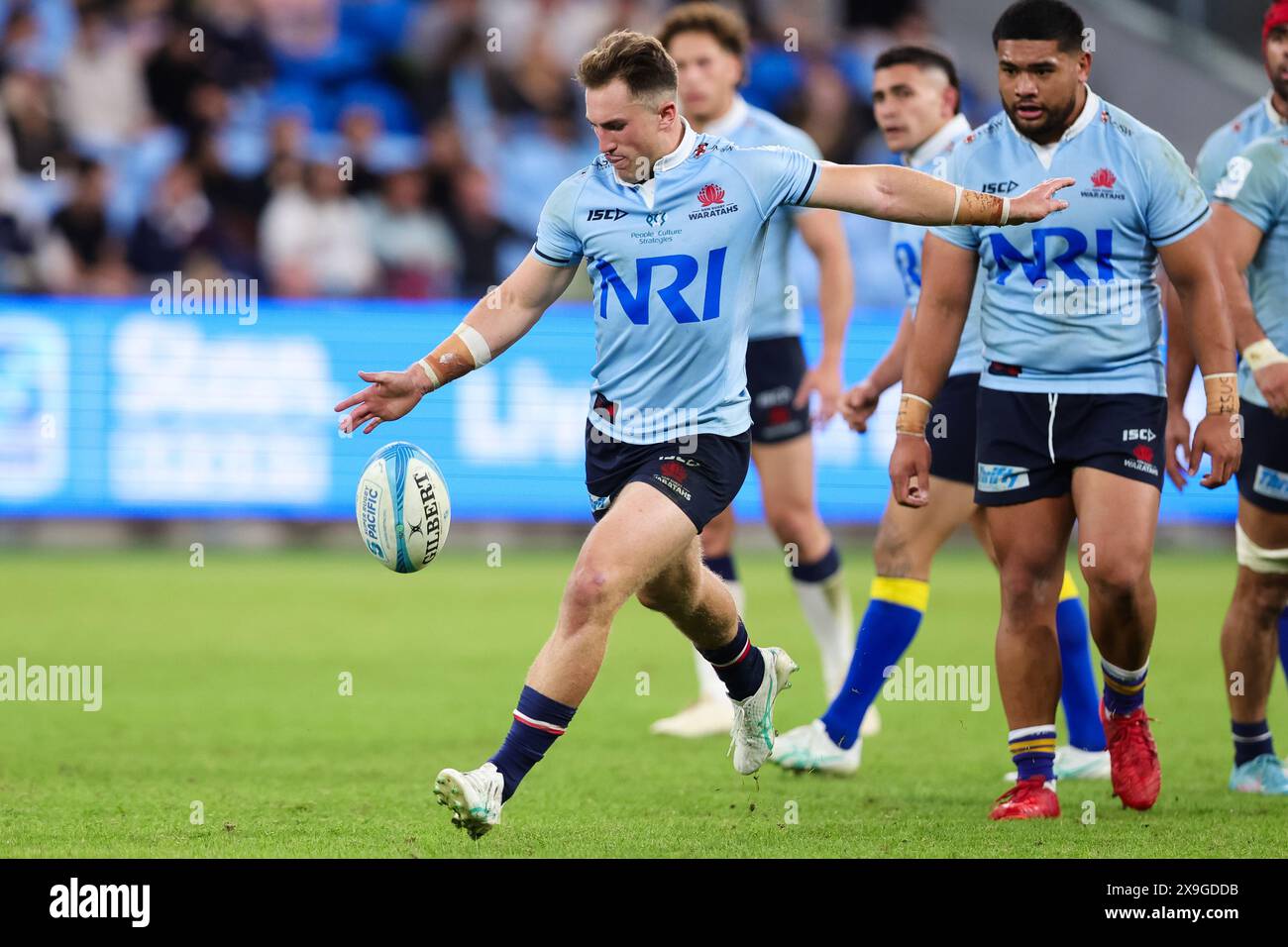 Sydney, Australia, 31 May, 2024. Jack Bowen of the Waratahs kicks ...