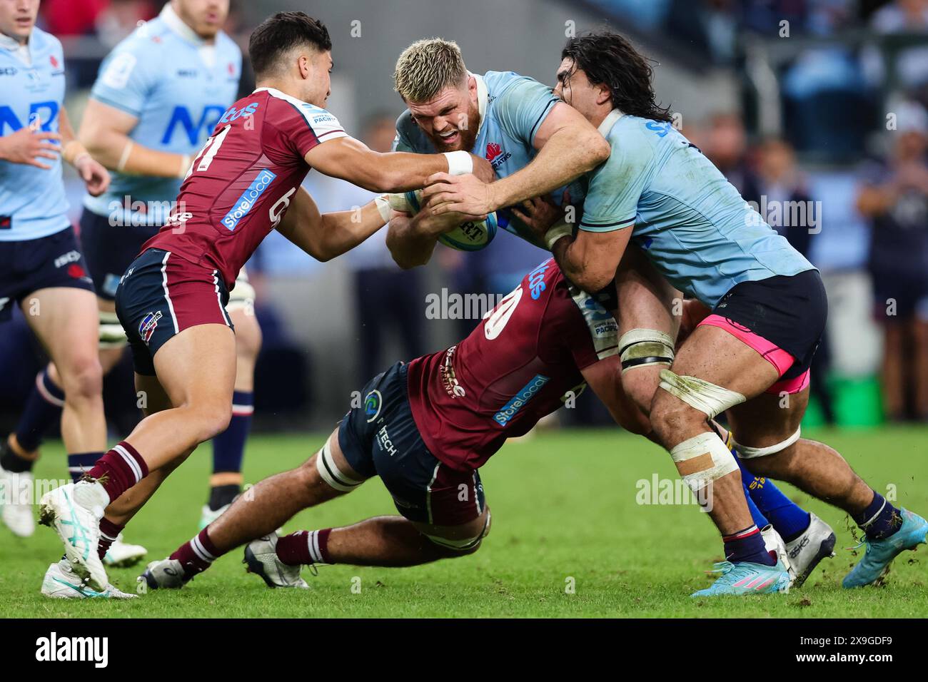 Sydney, Australia, 31 May, 2024. Lachlan Swinton of the Waratahs runs ...