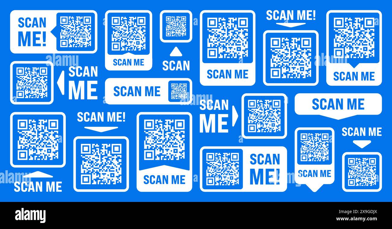 Scan me QR code sticker with text. Online payment. Special offer sale ...