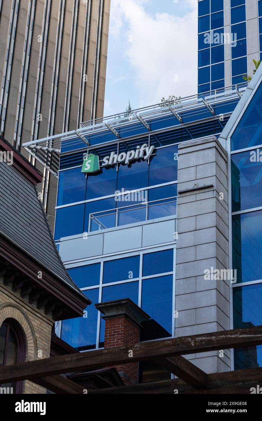 Ottawa, Canada - May 16, 2024: Shopify sign on headquarters building ...