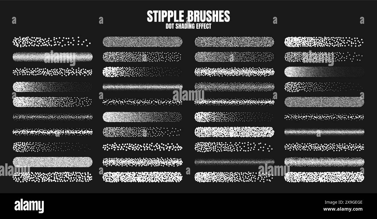 Stipple scatter brush, ink drawing and texturing. Fading gradient ...