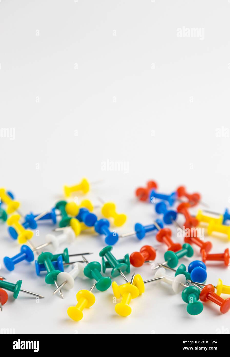 Sharp coir buttons.The concept of office pins Stock Photo - Alamy