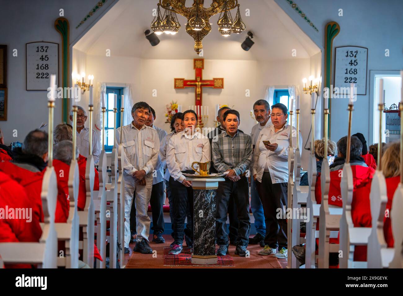 Inuit choir in traditional dresses, inuit music, Aappilattoq church ...