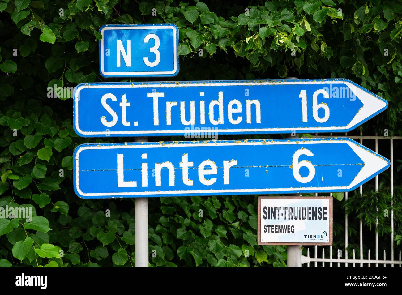 Tienen, Flanders, Belgium - May 25, 2024 - Traffic direction signs at ...