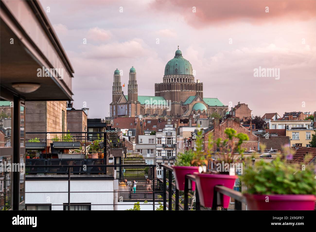 Brussels, Belgium - May 23, 2024 - Panoramic cityscape view at sunset ...