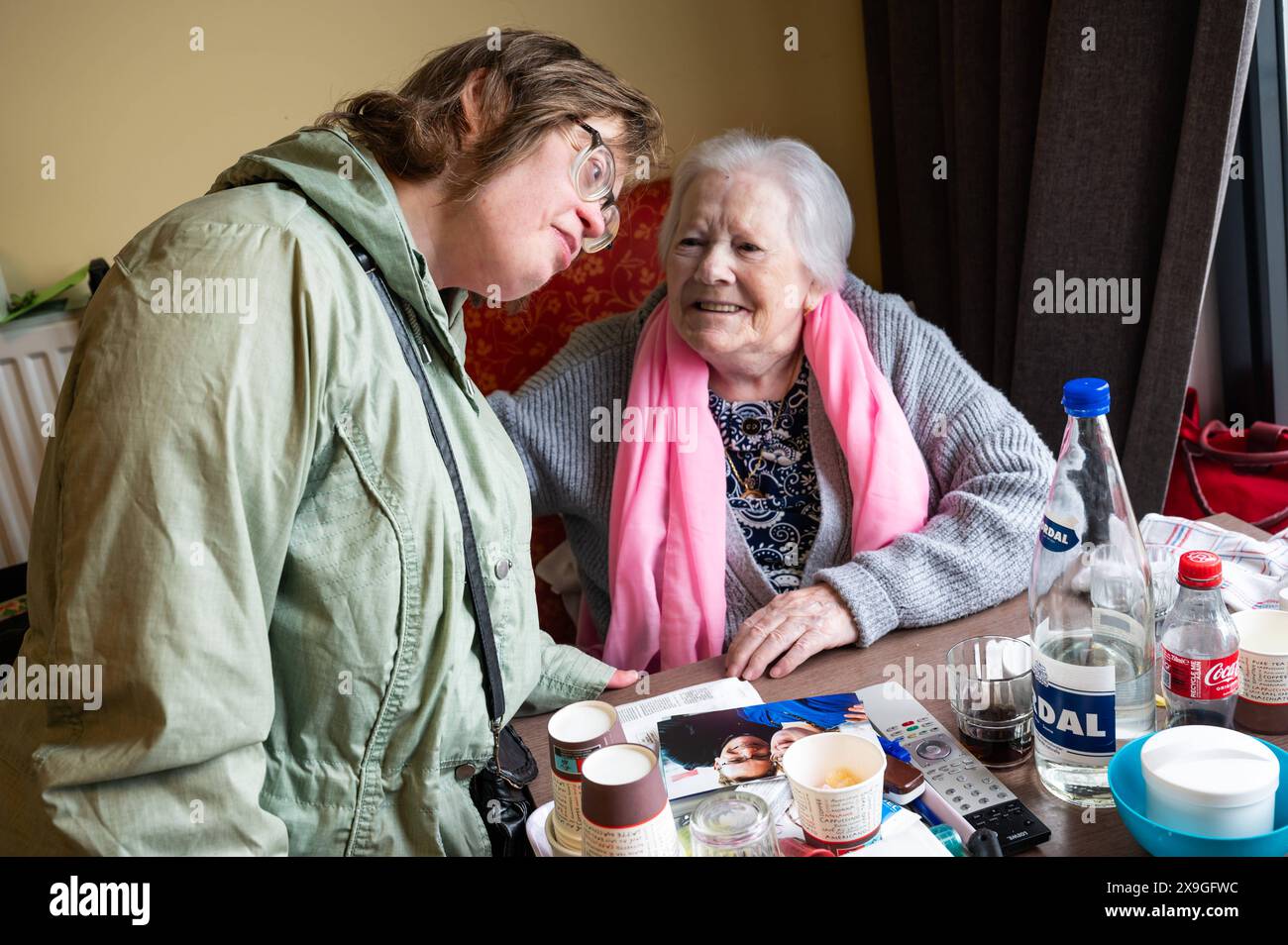 Tienen, Flanders, Belgium, May 25, 2024 - Intimate and bonding moment ...