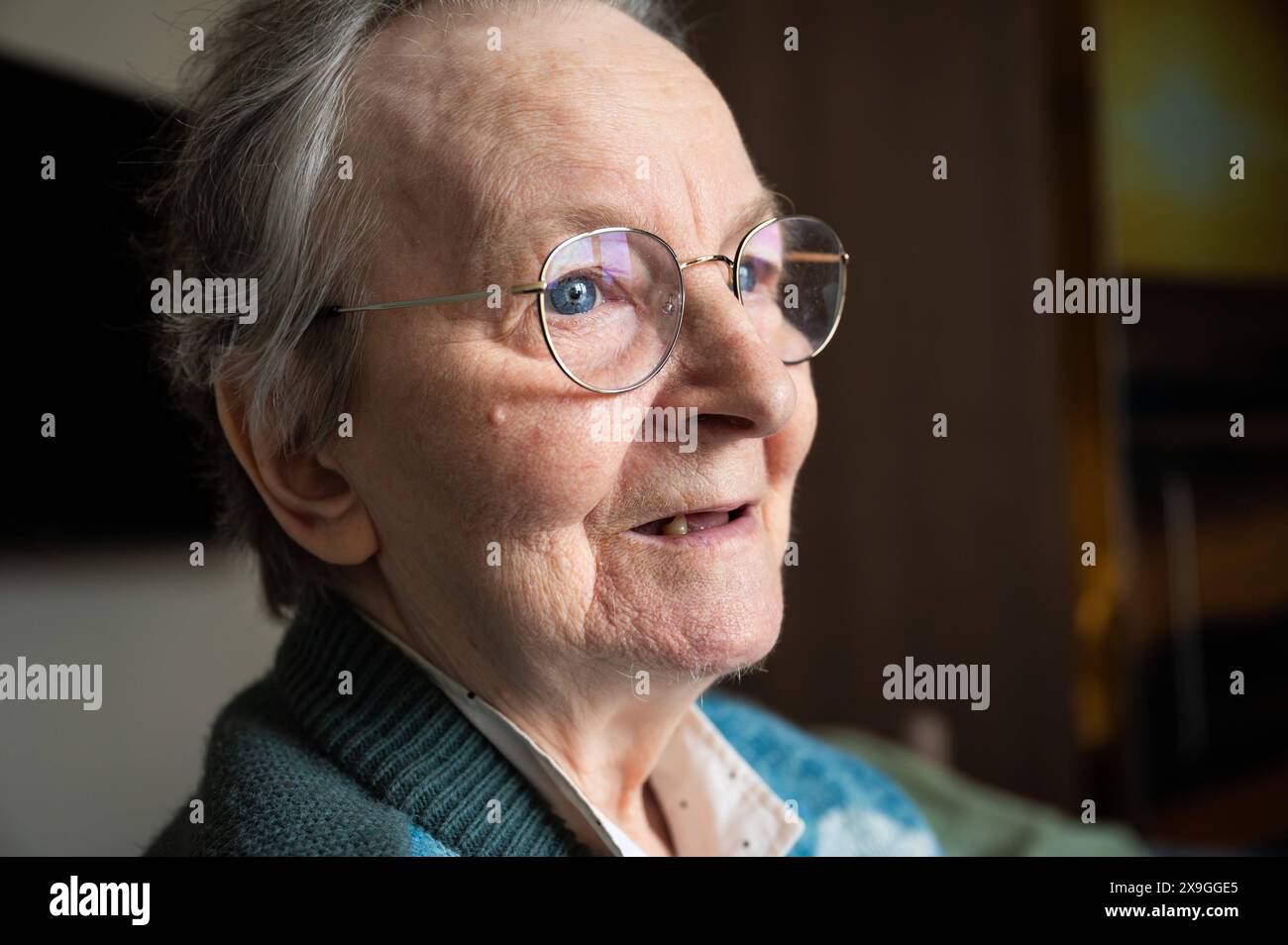 Portrait of an 85 yo white grandmother, Tienen, Flanders, Belgium ...