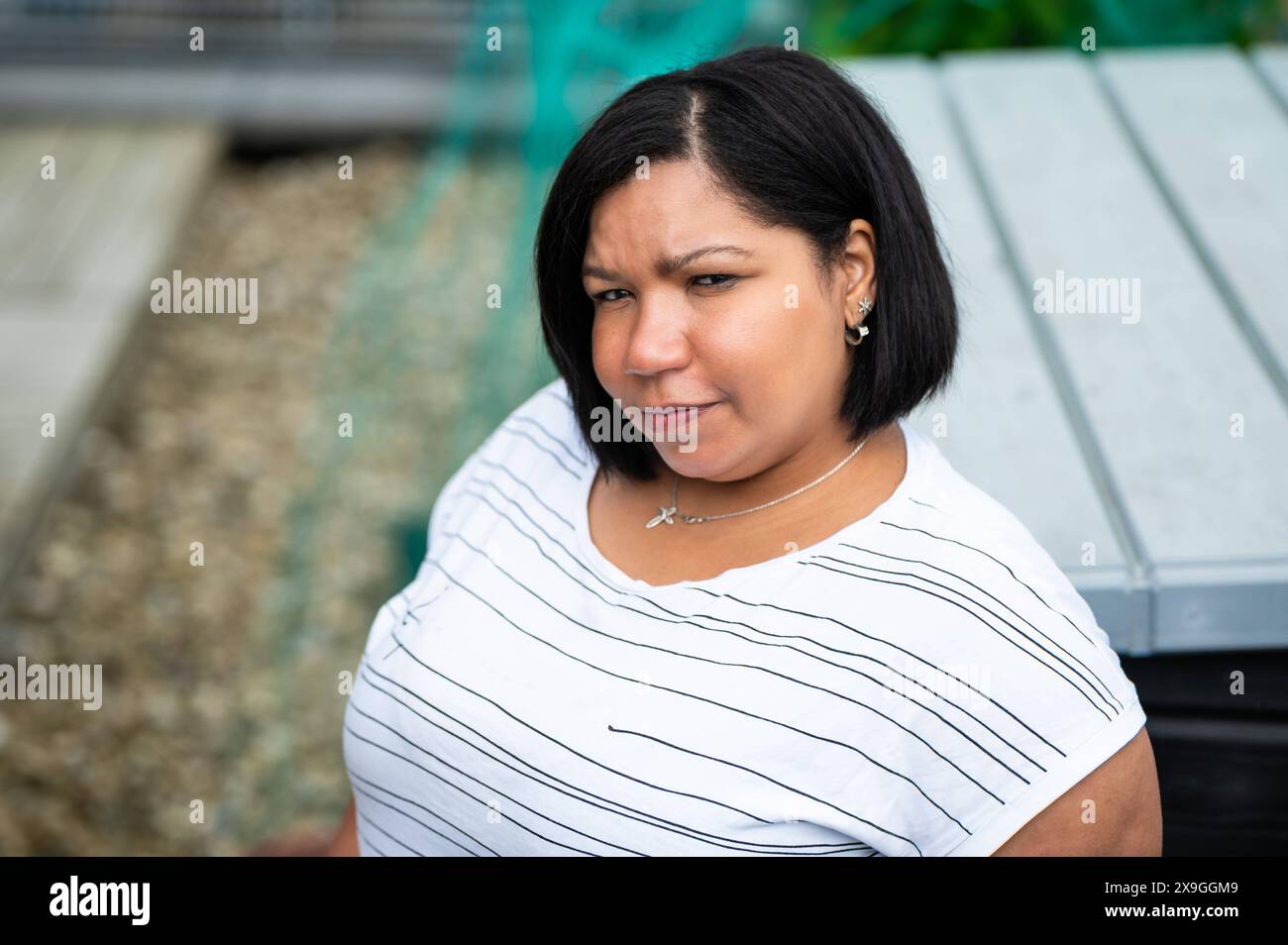 Portrait of a 39 yo hispanic woman, Jette, Brussels, Belgium. model ...