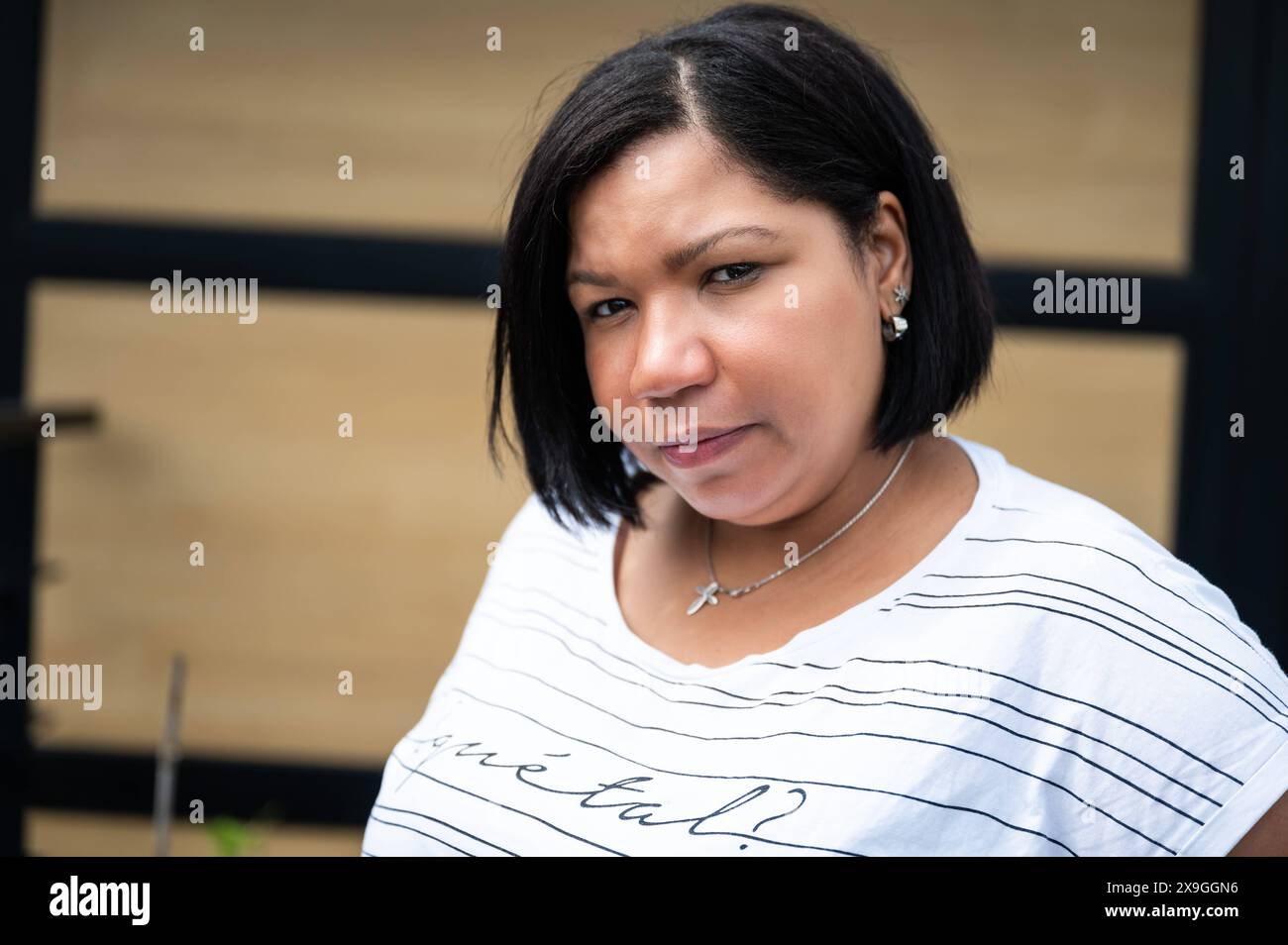 Portrait of a 39 yo hispanic woman, Jette, Brussels, Belgium. model ...