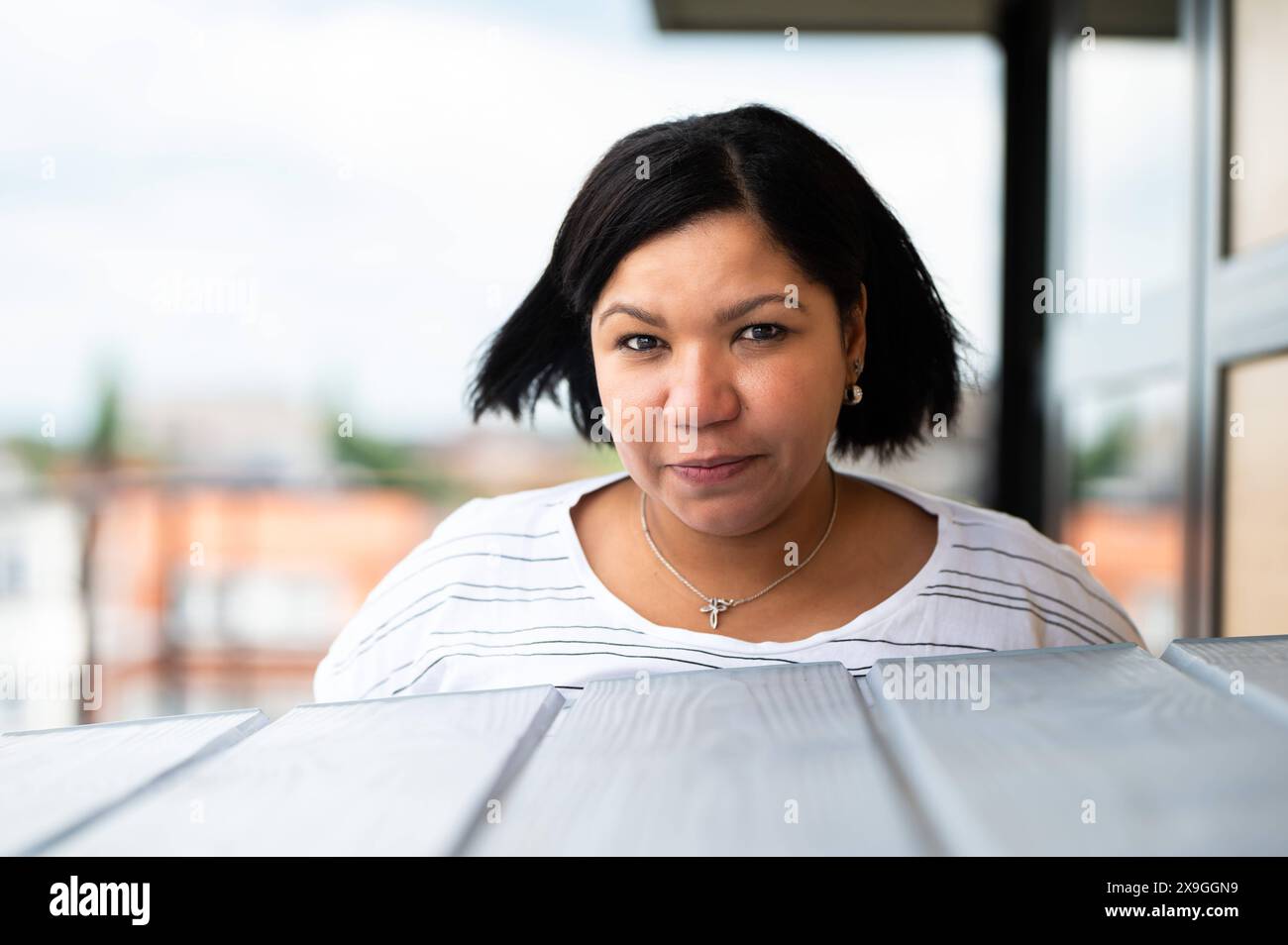 Portrait of a 39 yo hispanic woman looking bold, Brussels, Belgium ...