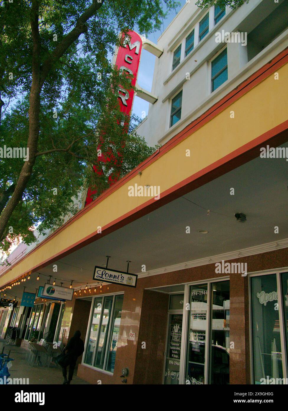 Editorial Use Only View up from street to McCrory's store red sign ...