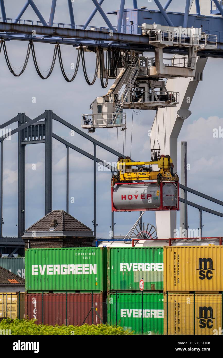 Container terminal at the Rhine port of Krefeld, inland port, 4th ...