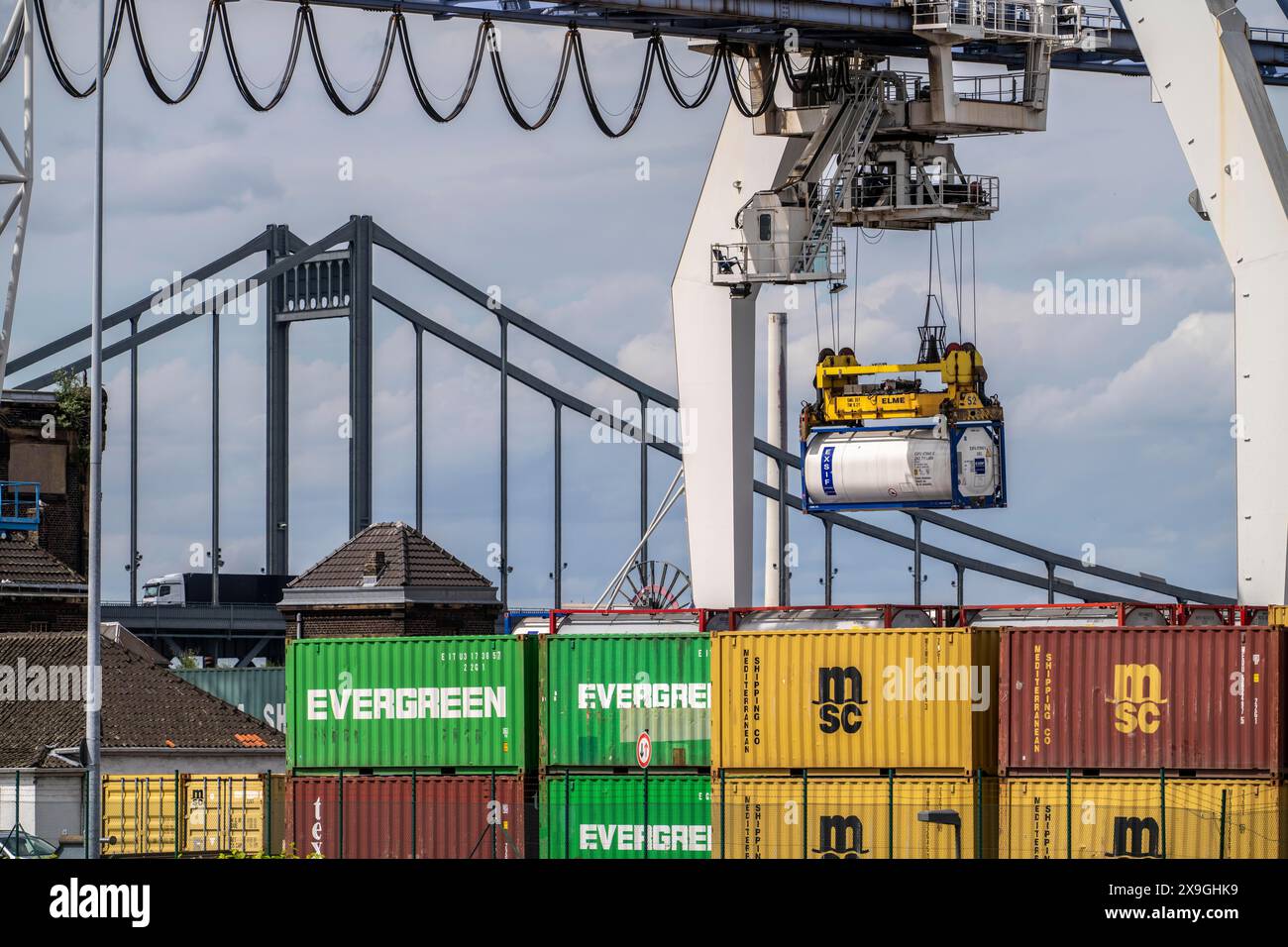 Container terminal at the Rhine port of Krefeld, inland port, 4th ...