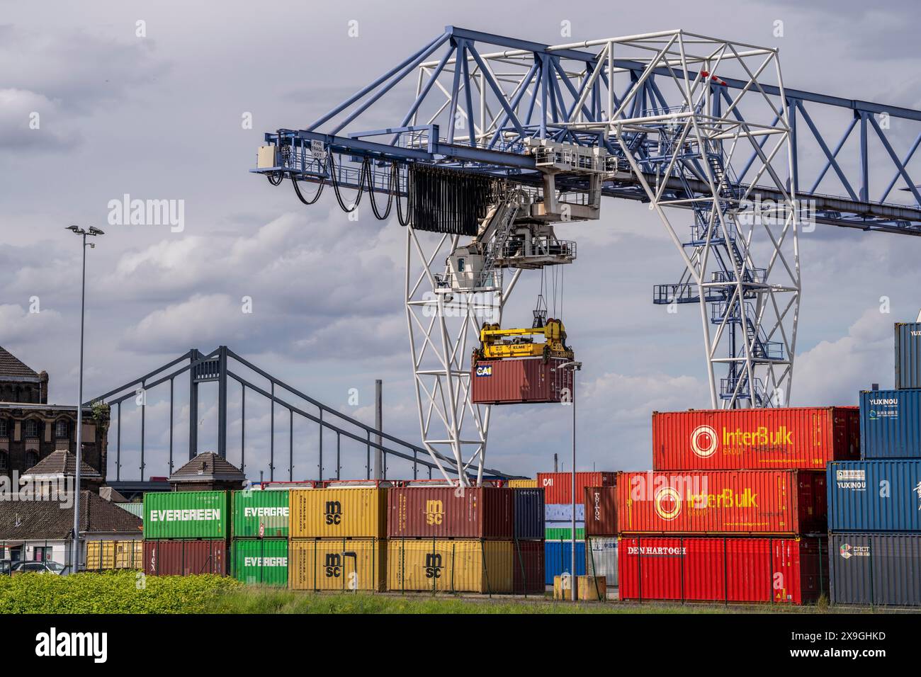Container terminal at the Rhine port of Krefeld, inland port, 4th ...
