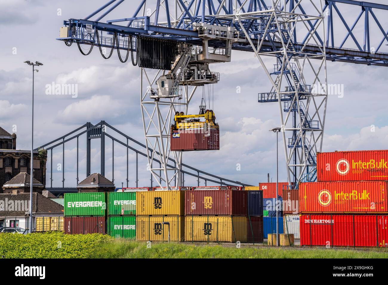 Container terminal at the Rhine port of Krefeld, inland port, 4th ...