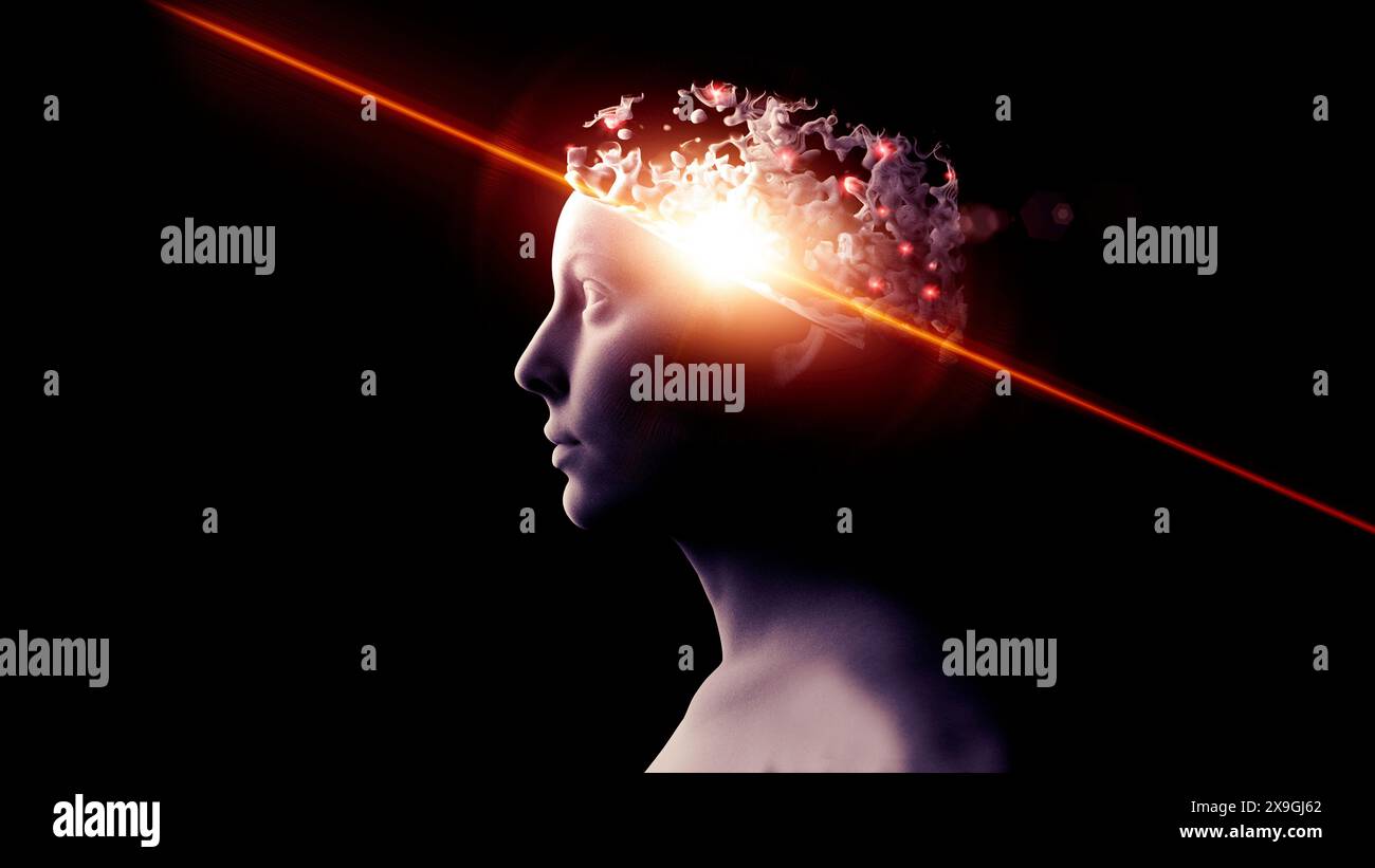Face seen from the side. Woman, degenerative disease. Brain ...