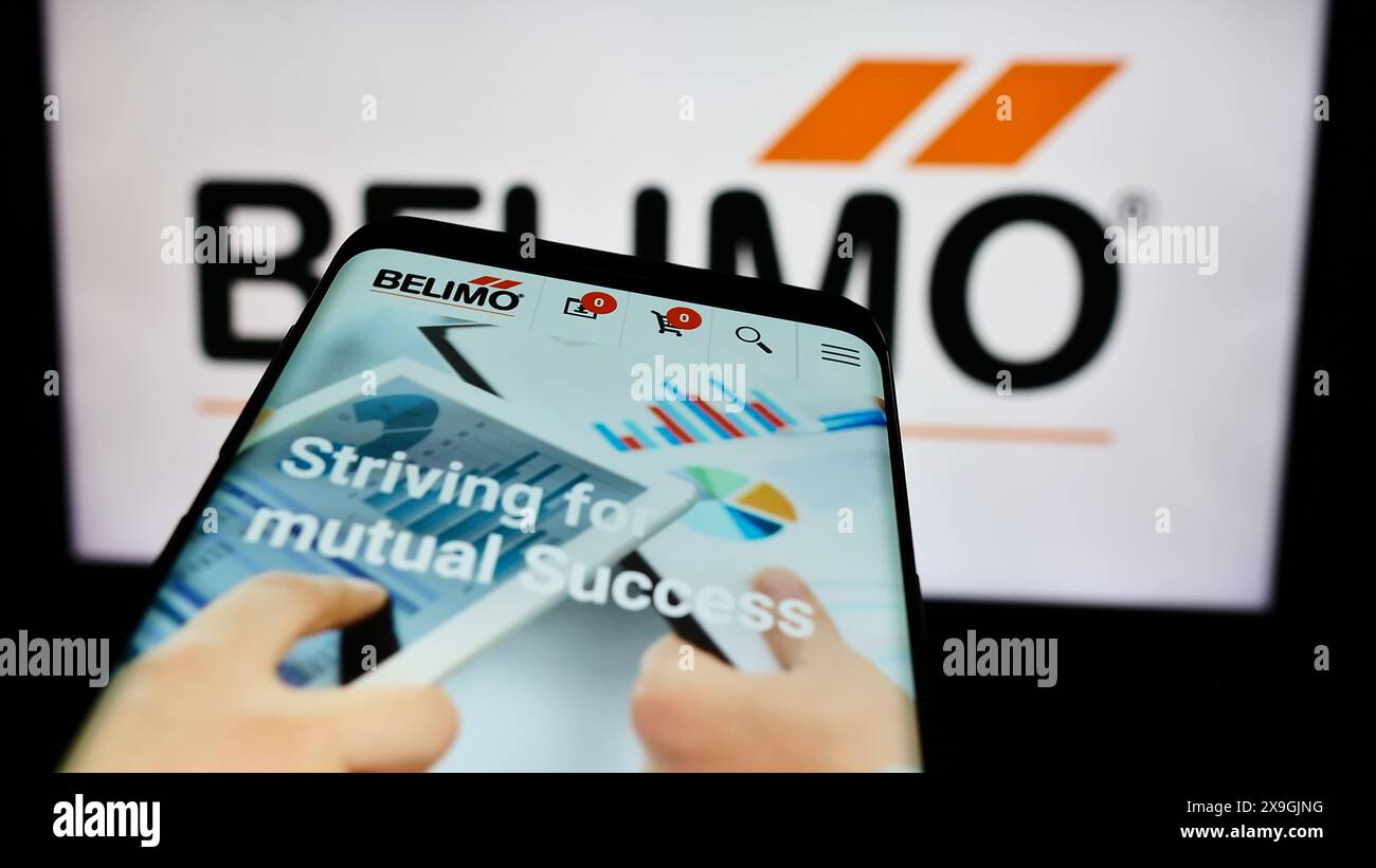 Smartphone with website of Swiss control systems company Belimo Holding ...