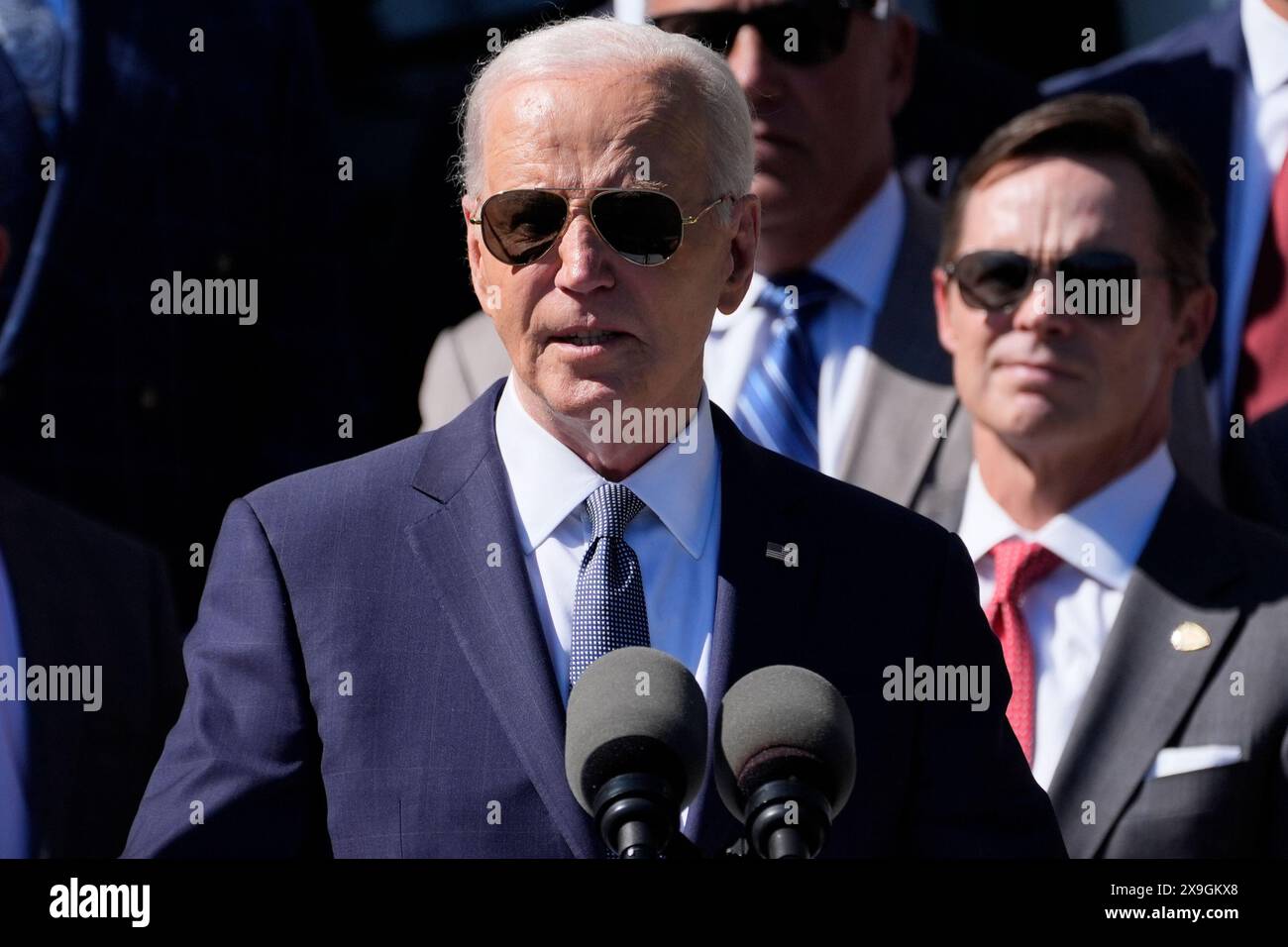 President Joe Biden speaks during an event with the Super Bowl-champion ...