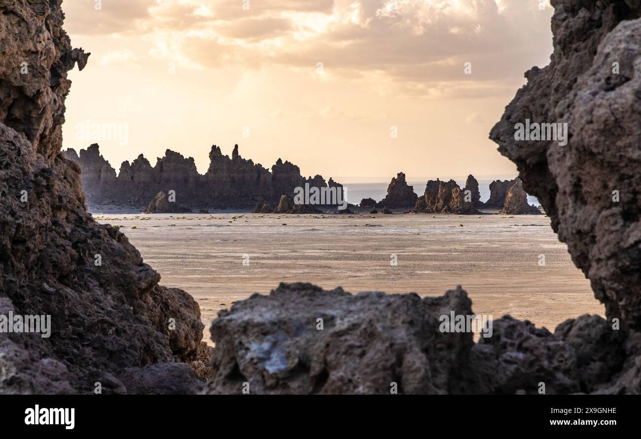 Limestone prehistoric chimneys geological rock formations, salt lake ...