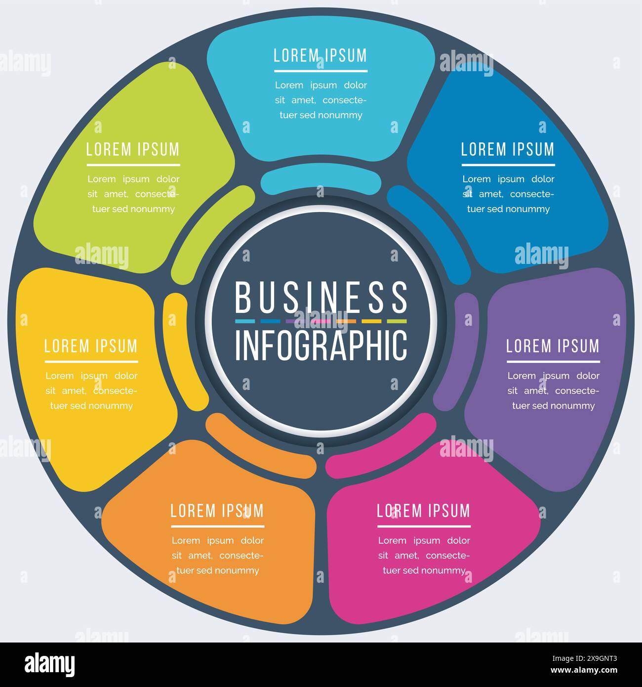 Circle Infographic design 7 Steps, objects, elements or options ...