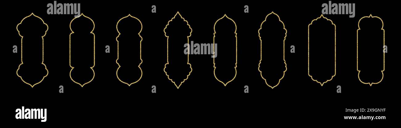 Islamic arch shape with pattern. Golden frame design for Indian Ramadan ...