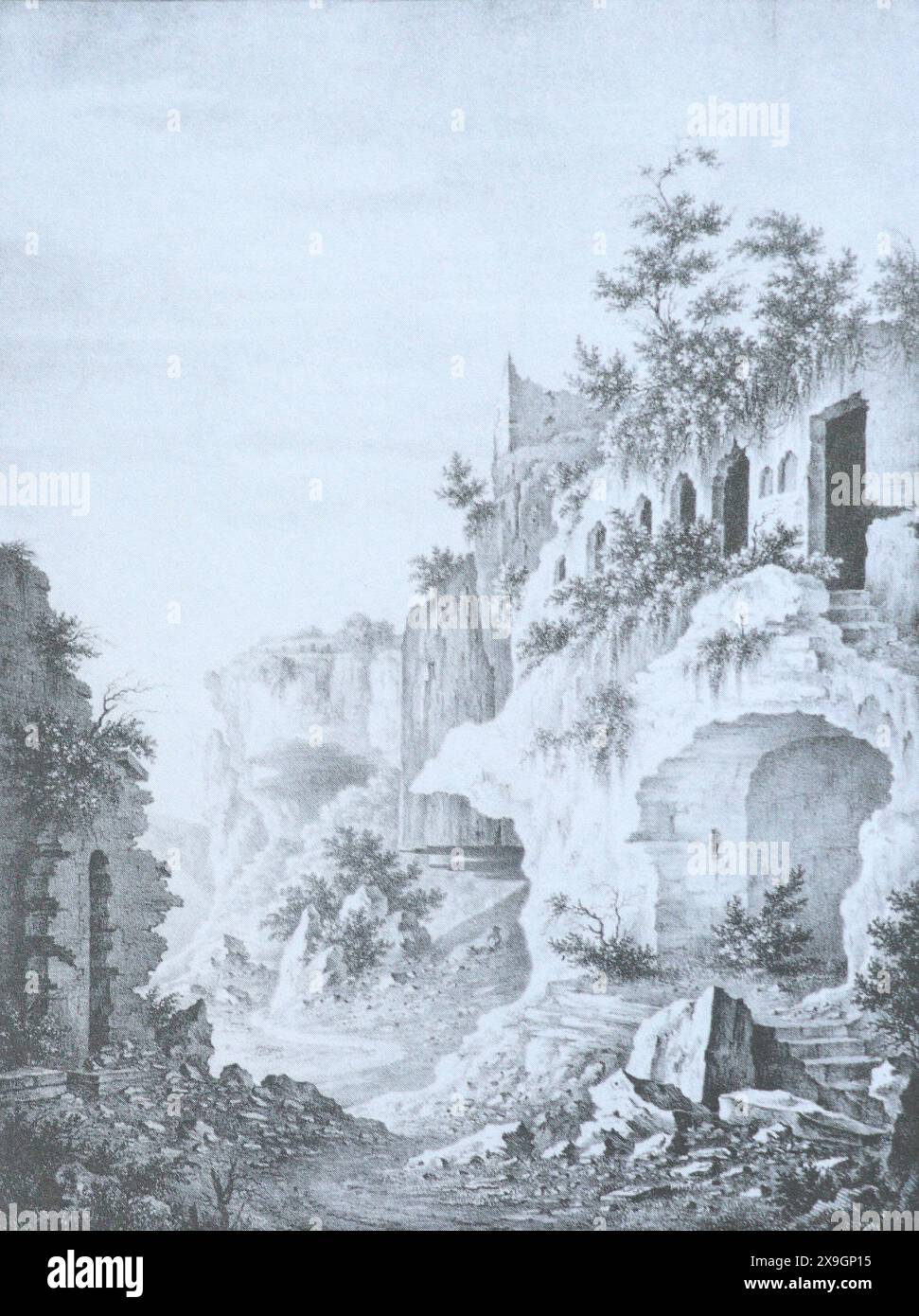 Mangup-Kale in Crimea. Engraving by Friedrich Gross from the 19th ...