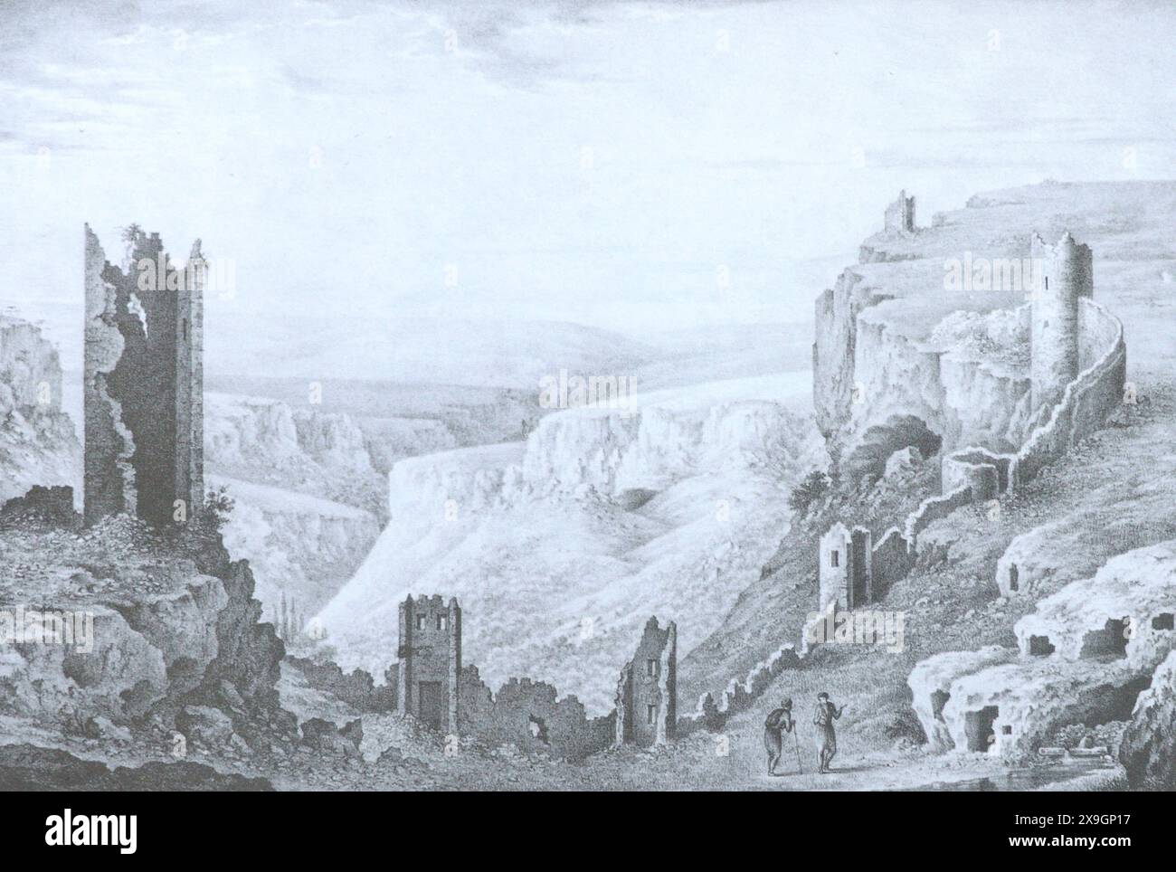 Mangup-Kale in Crimea. Engraving by Friedrich Gross from the 19th ...