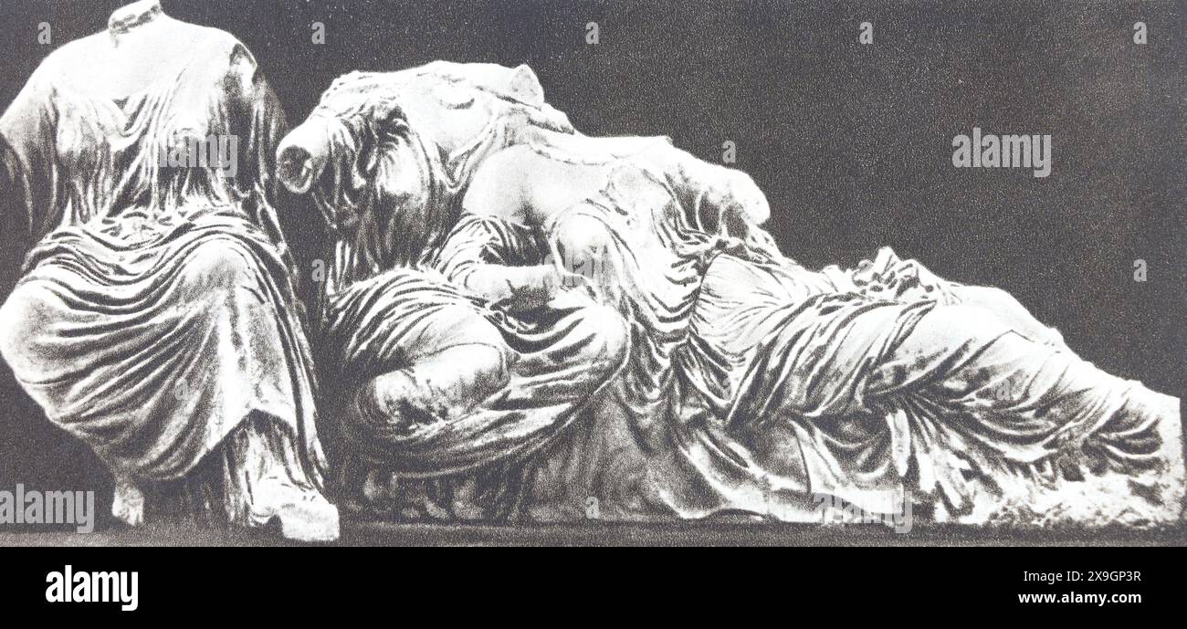 Statues of Moirai (goddesses of Fate) from the eastern pediment of the ...