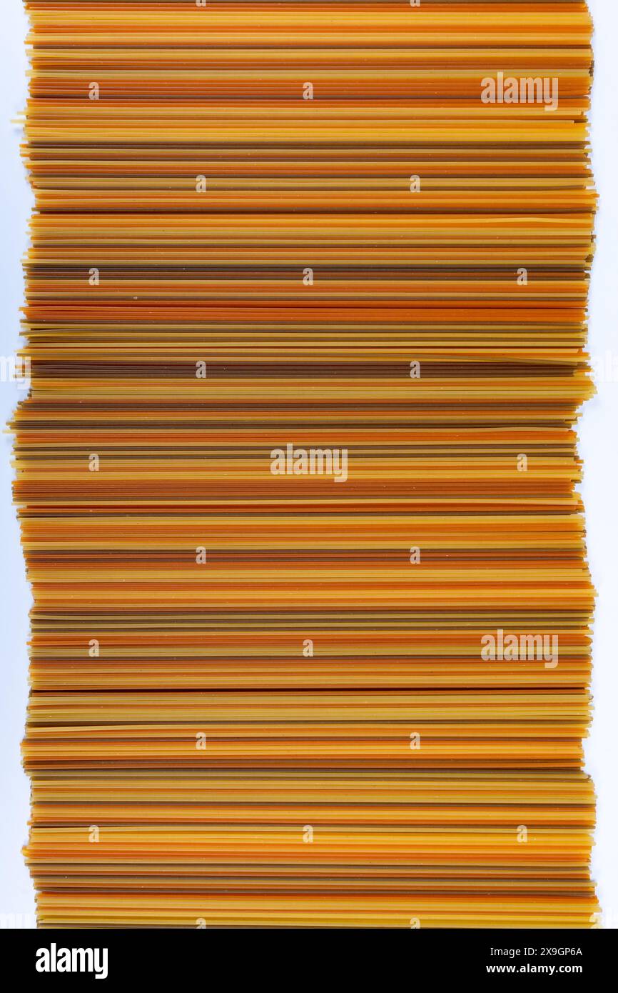 Food background, colorul dried pasta spaghetti, paralleled lines ...