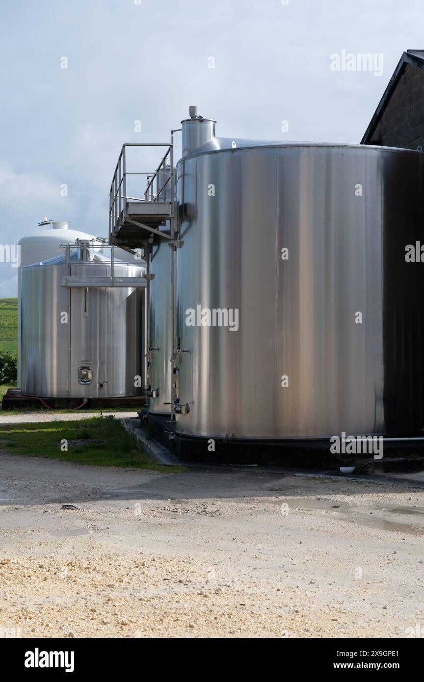 Works at cognac spirit distillery in Cognac white wine region, Charente ...