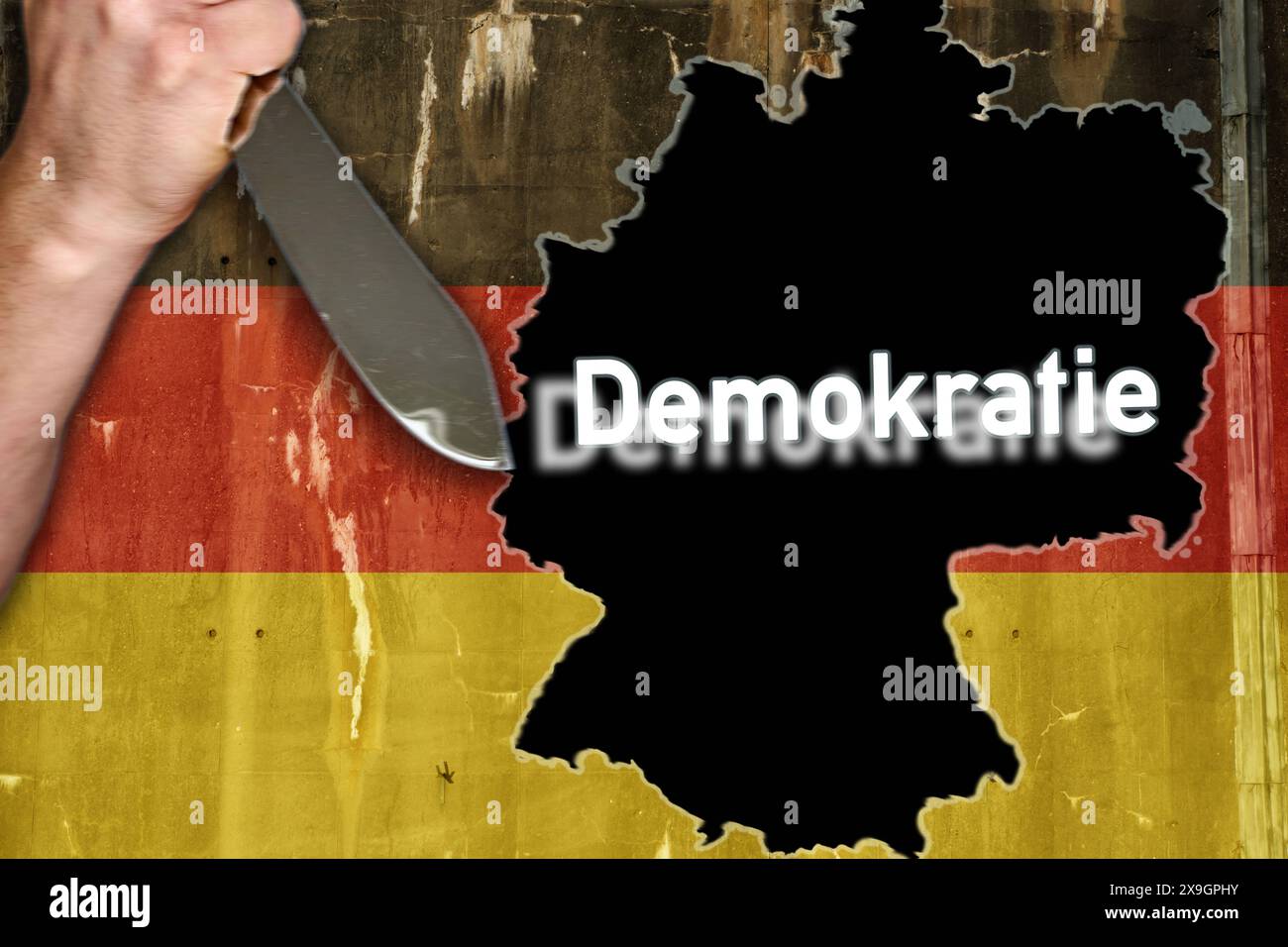 31 May 2024: Hand with knife symbolically attacks Germany, German ...