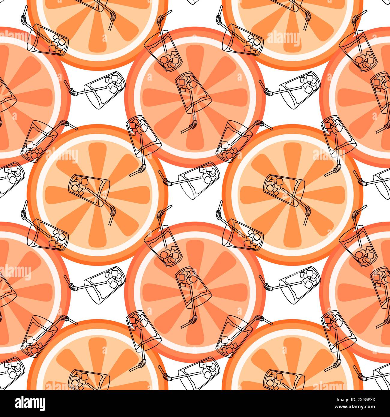 Summer drink seamless cocktails cartoon ice pattern for wrapping paper ...