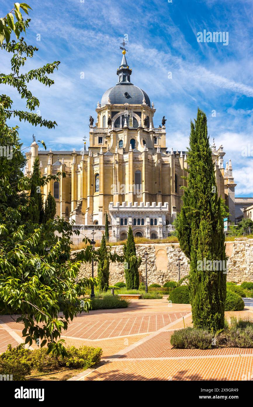 The Almudena Cathedral with the remains of the Arab wall at Emir ...