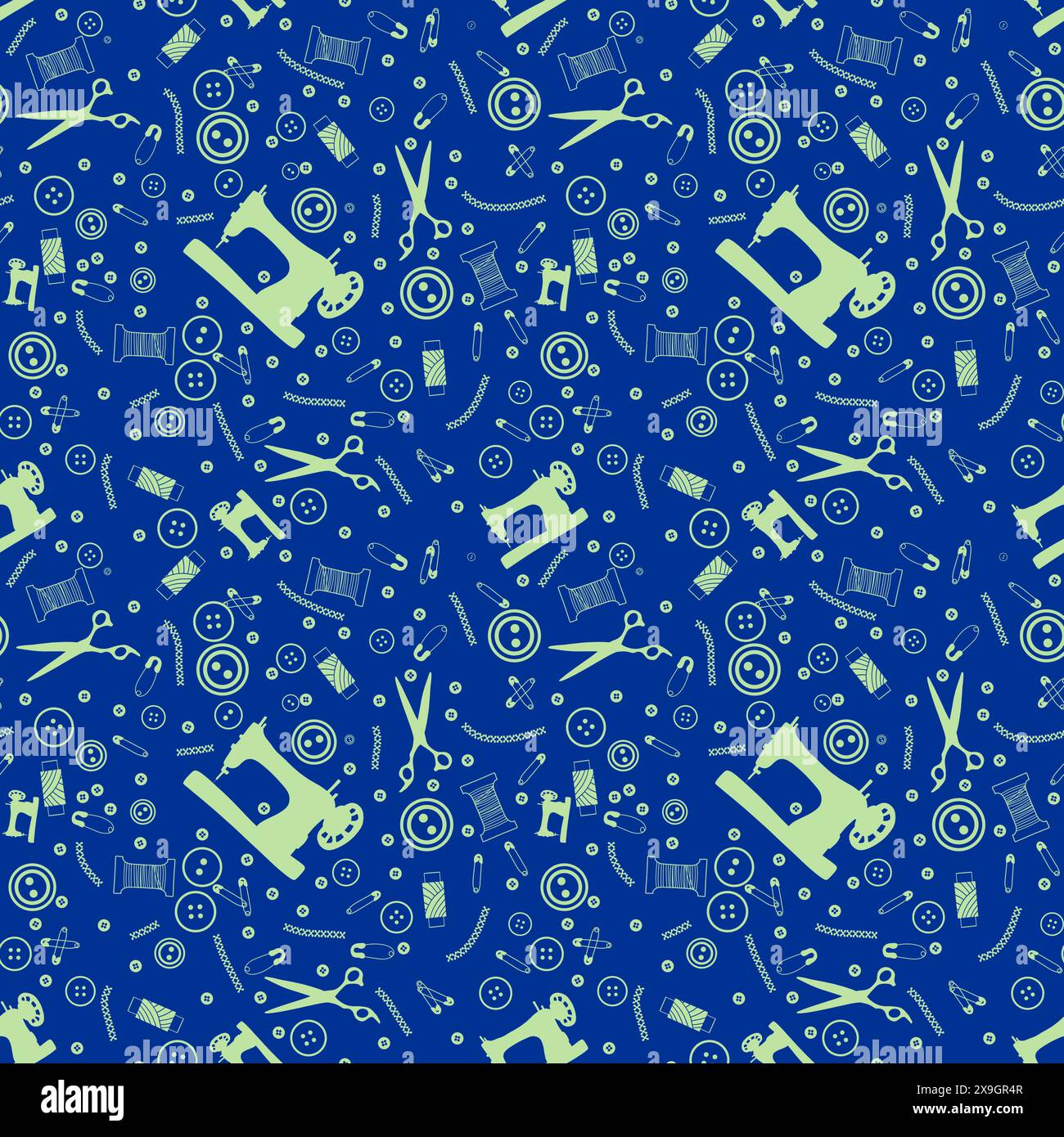 Cartoon silhouette hobbies seamless sewing machine pattern for wrapping ...