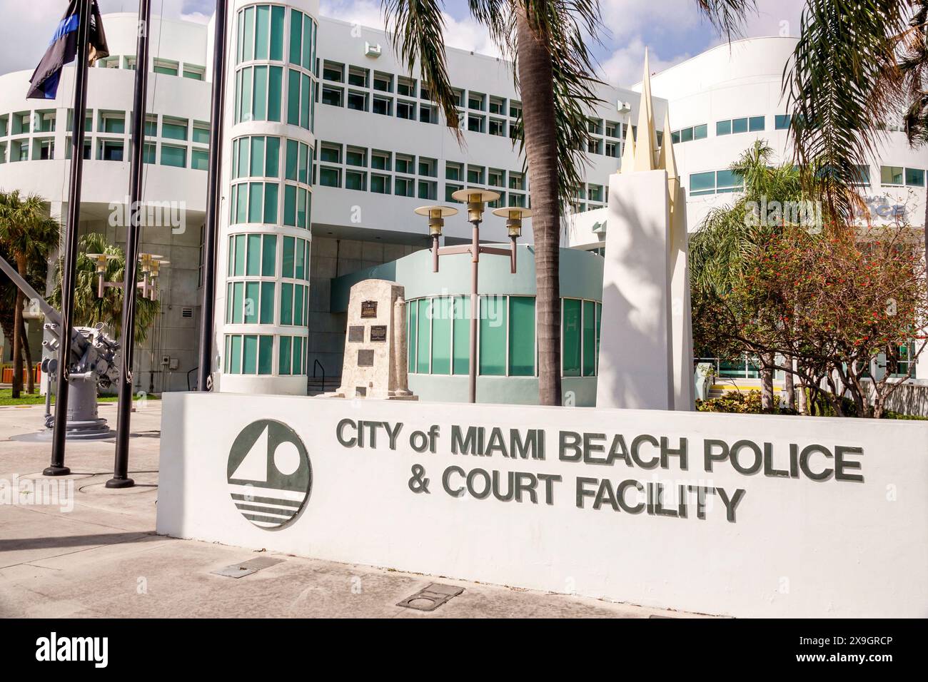 Miami Beach Florida,police department court,outside exterior front ...