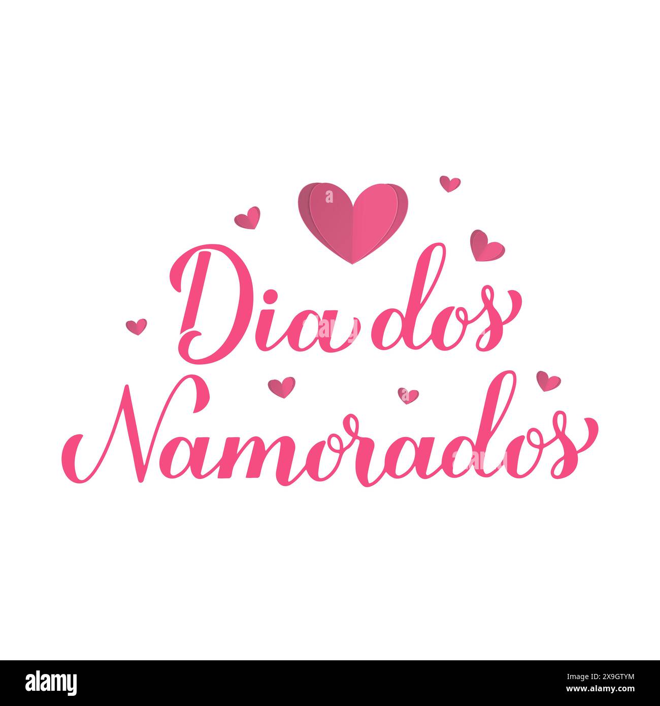 Dia Dos Namorados calligraphy hand lettering. Happy Valentines Day in ...