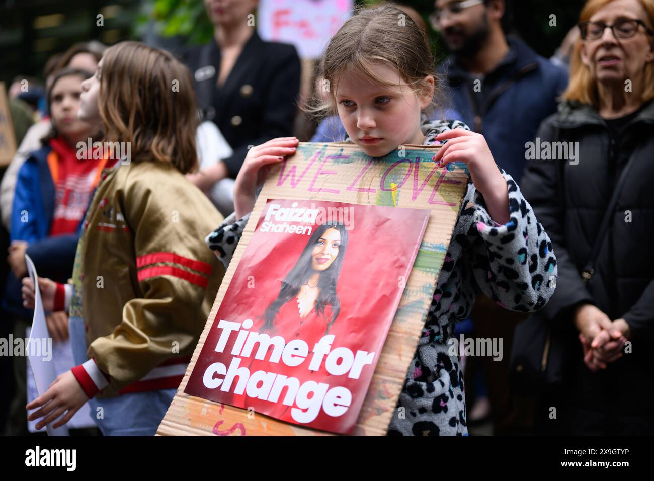 31st May 2024, London: Hundreds of supporters attend a rally in Higham ...