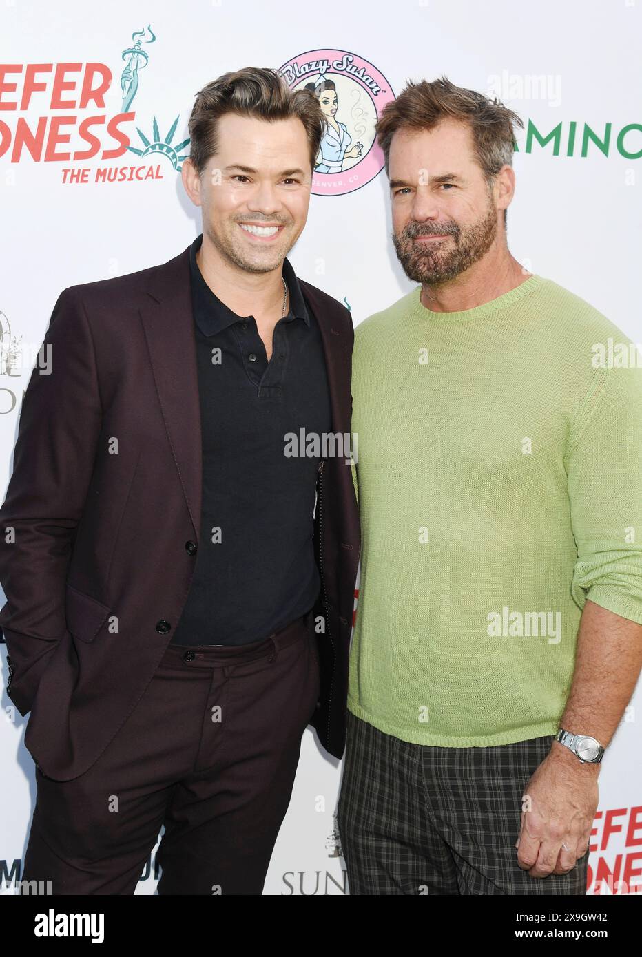 LOS ANGELES, CALIFORNIA - MAY 30: (L-R) Andrew Rannells and Tuc Watkins ...