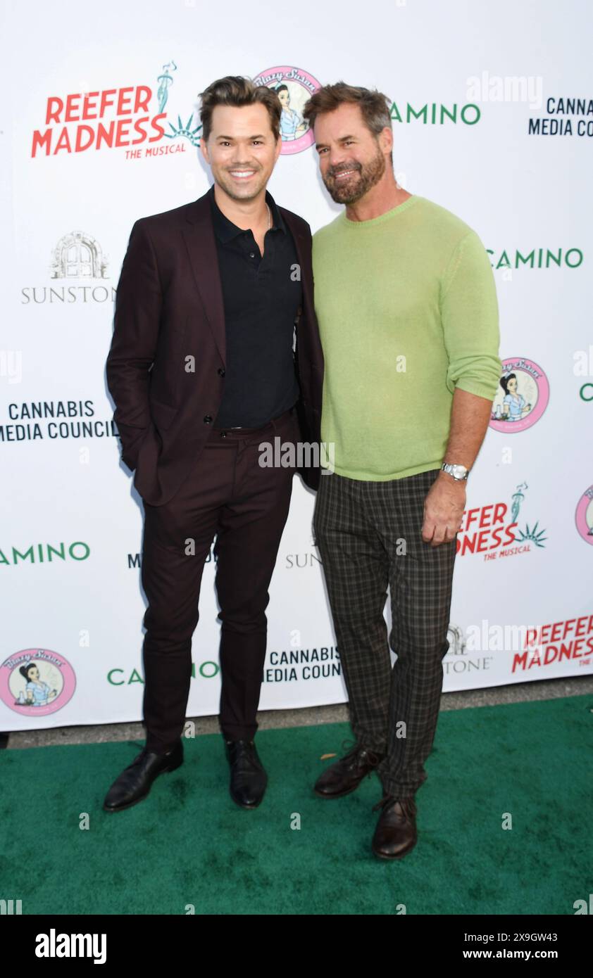 LOS ANGELES, CALIFORNIA - MAY 30: (L-R) Andrew Rannells and Tuc Watkins ...