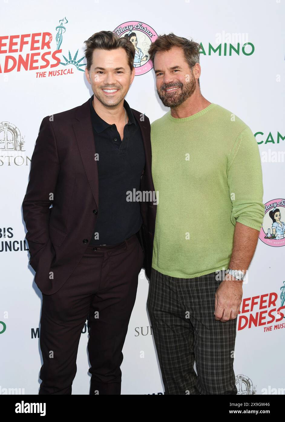 LOS ANGELES, CALIFORNIA - MAY 30: (L-R) Andrew Rannells and Tuc Watkins ...