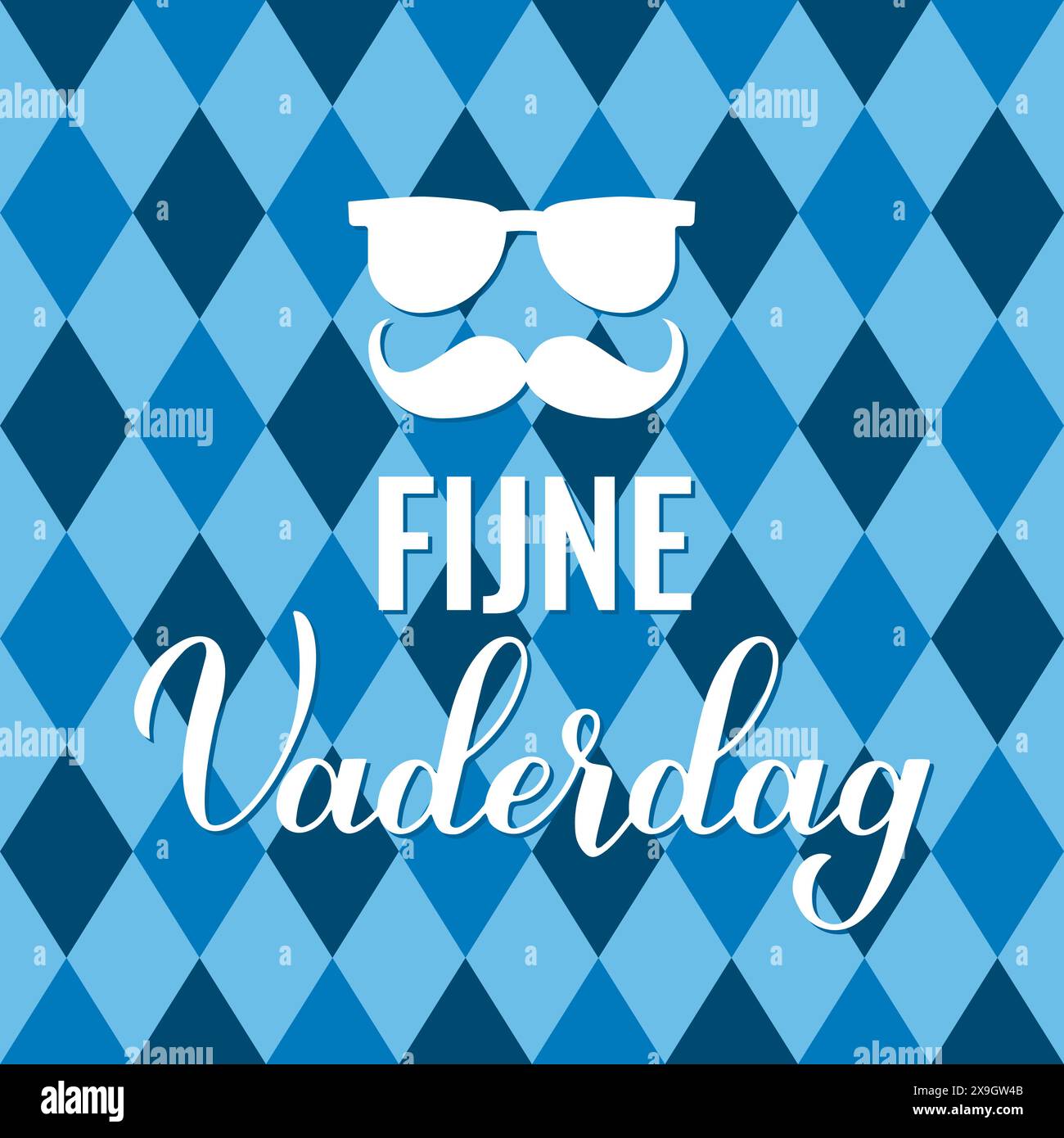 Vaderdag calligraphy hand lettering on blue rhombus background. Happy ...