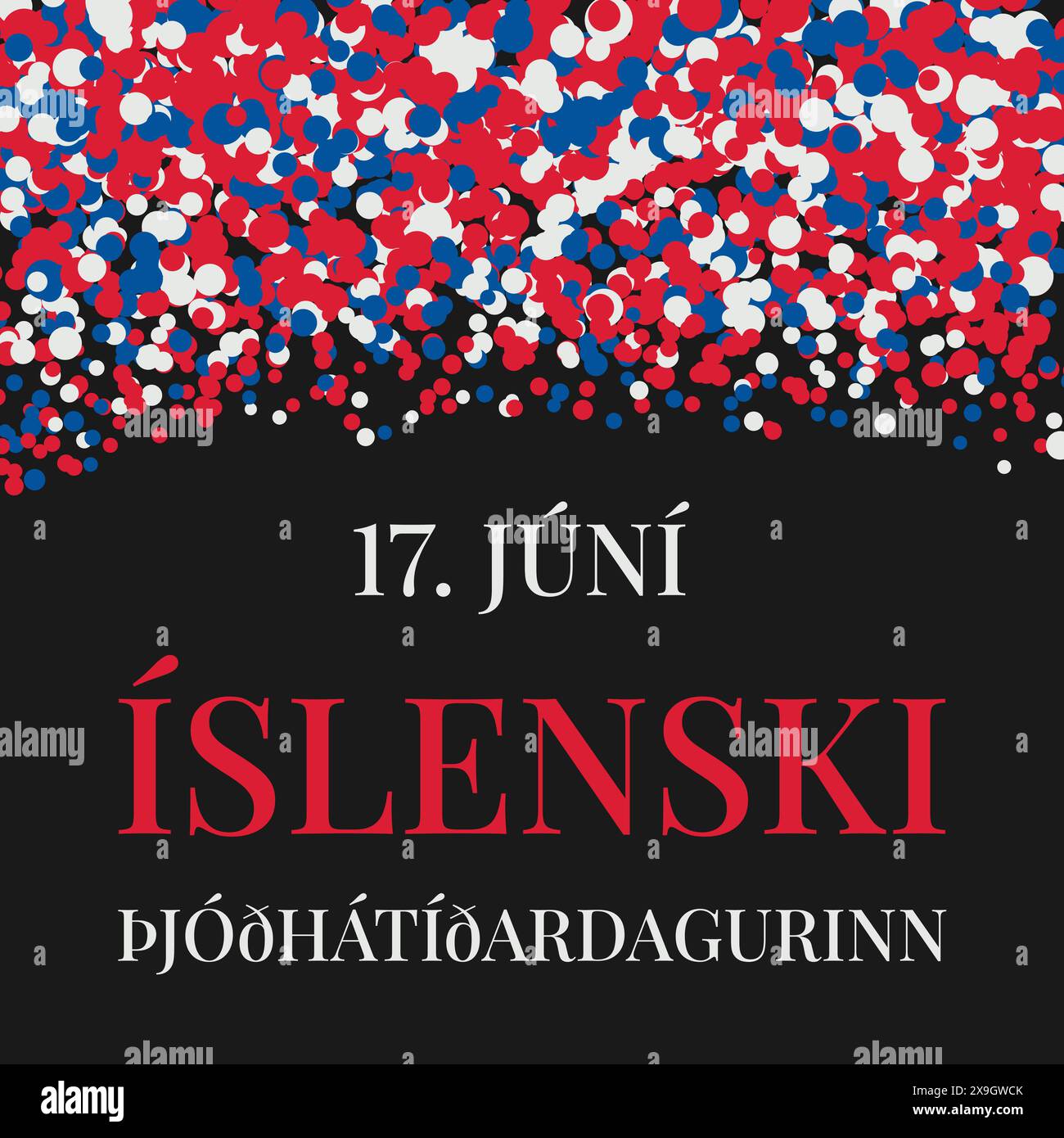 Iceland National Day lettering in Icelandic language. Holiday ...