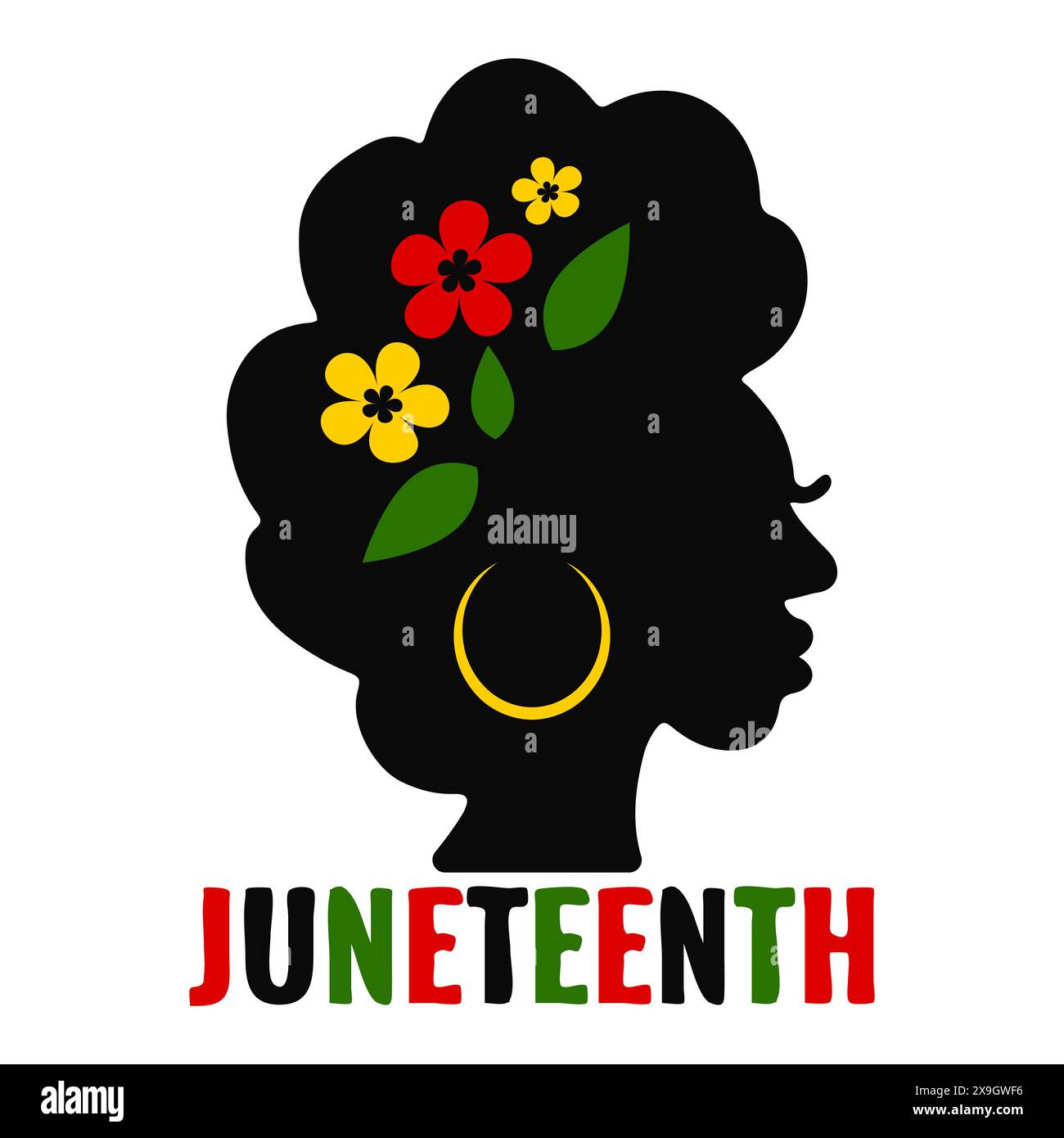 Juneteenth African American woman silhouette. Vector template for ...