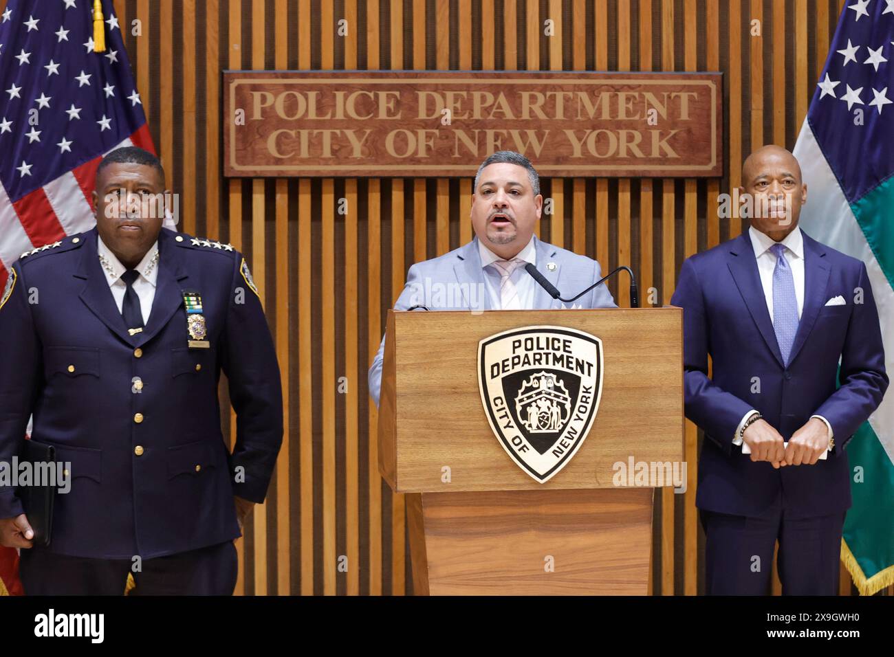 One Police Plaza, New York, USA, May 31, 2024 - Mayor Eric Adams and ...