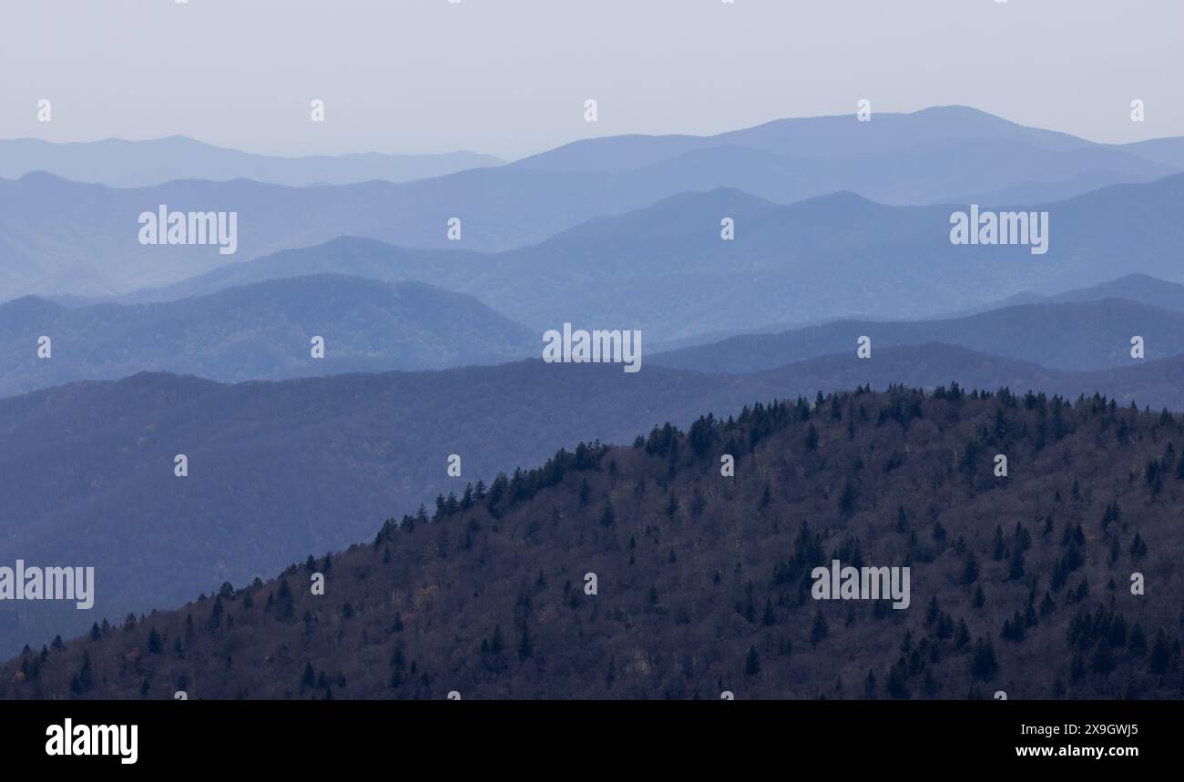 Mountain ridges as seen from Cligmans Dome, Great Smoky Mountains ...