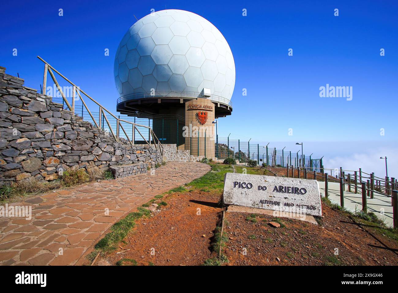 Air Defense Radar Station of the Portuguese Air Force at the summit of ...