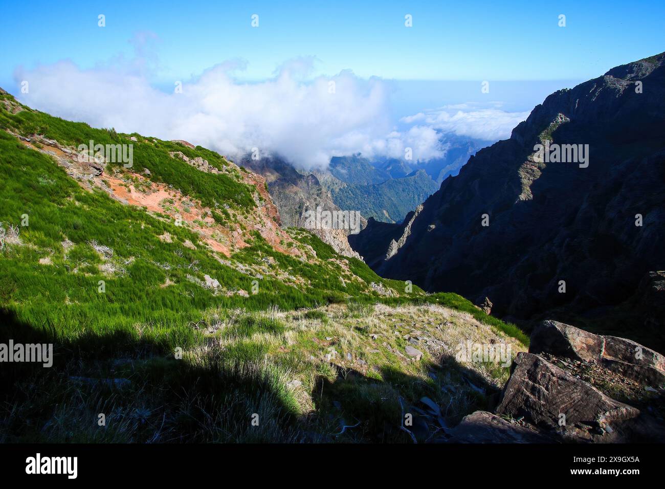 Mountainous landscape at the center of Madeira island (Portugal) near ...