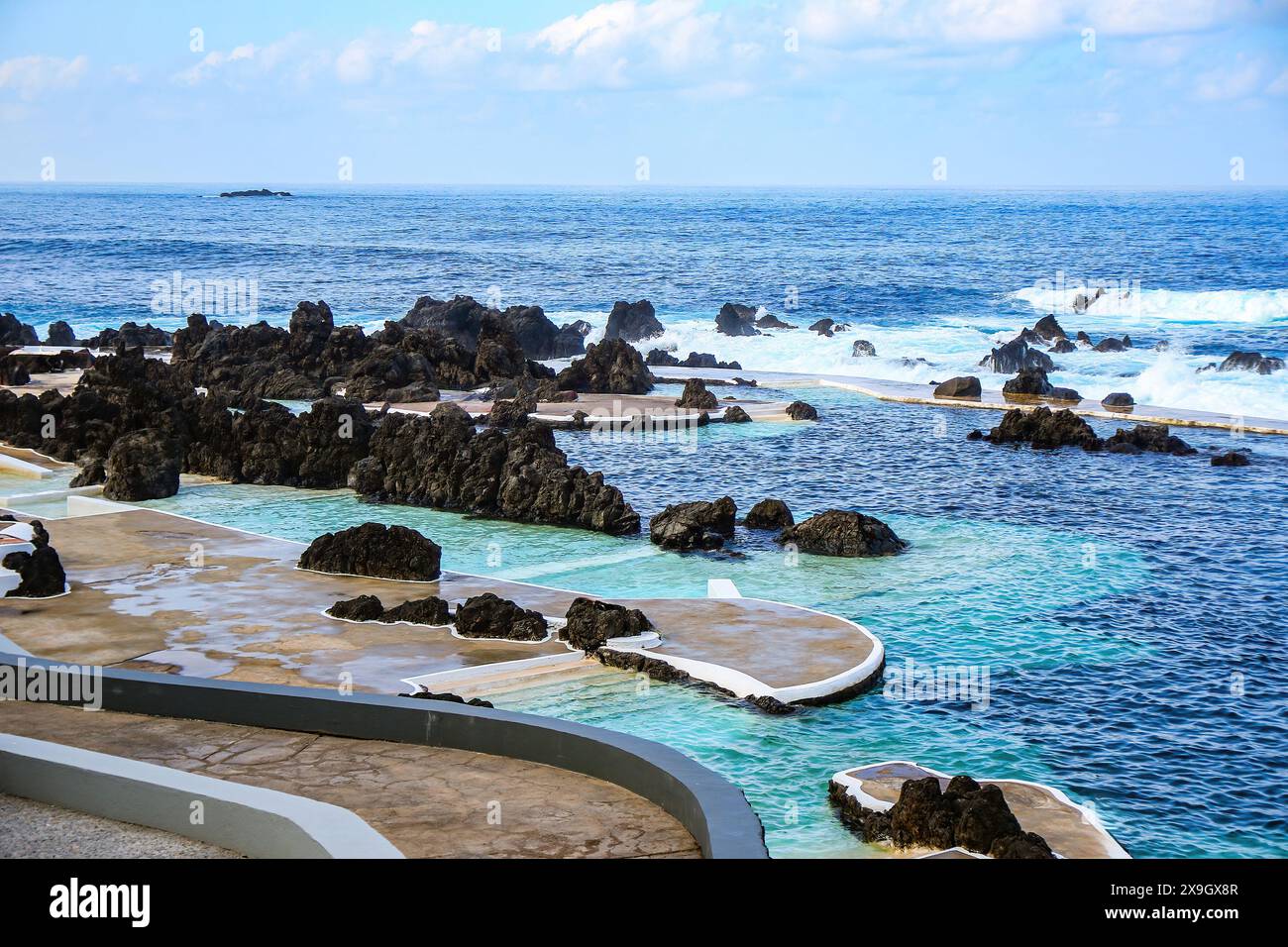 Piscinas Naturais (natural pools) of Porto Moniz among lava rocks on the north coast of Madeira ...