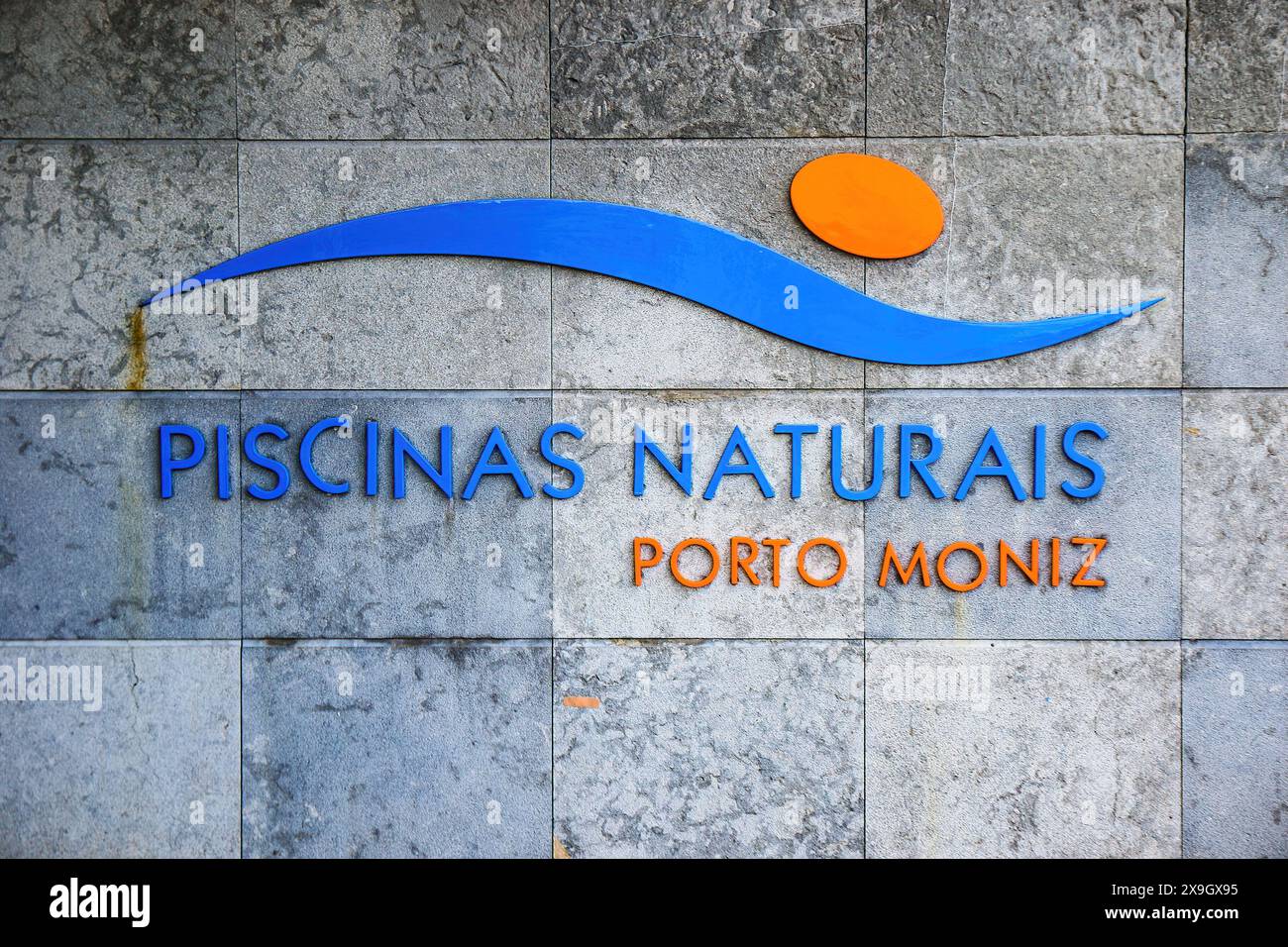 Entrance sign to the Piscinas Naturais (natural pools) of Porto Moniz ...