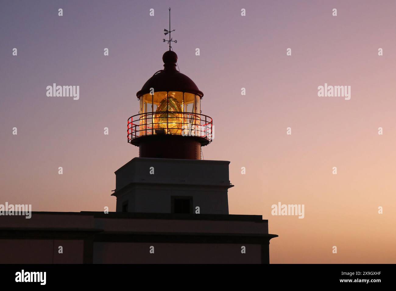 Lantern of the lighthouse of Ponta do Pargo on the western coast of ...
